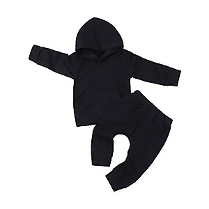 Hipealy Toddler Infant Baby Boy Clothes Hoodie Sweatshirt Pants Boys Gift Solid Color Fall Winter Outfits Set 0-6 Months