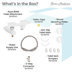 Swiss Madison Well Made Forever SM-BSA01 Aqua Non-Electric Toilet Bidet Seat Attachment, White