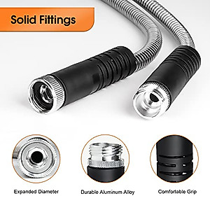 HDKing Garden Hose 50 FT - Flexible Metal Hose with 10 Function Nozzle, Kink Free, Lightweight, Durable, Crush Resistant Fitting, Easy to Coil, Puncture Proof Hose for Yard, Rv, 600 PSI - 2024 Model