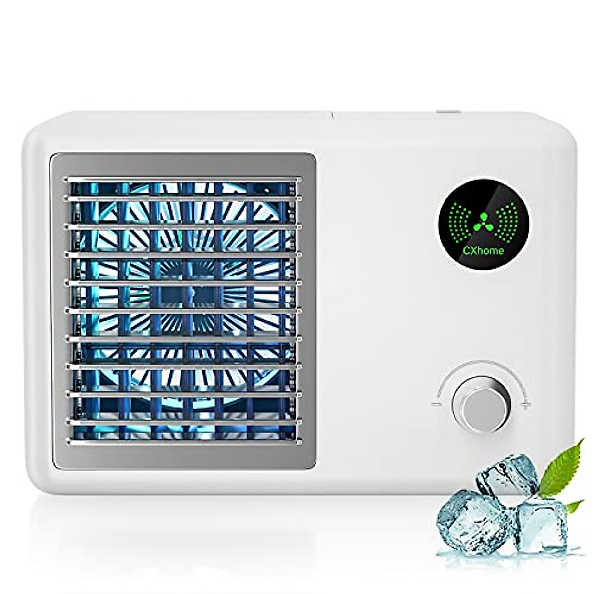 CXhome Portable Air Conditioner Fan Evaporative Air Cooler 3-in-1 Air Humidifier 3 Speeds & RGB Gradient Colour USB Retro Radio Style for Room Office Travel