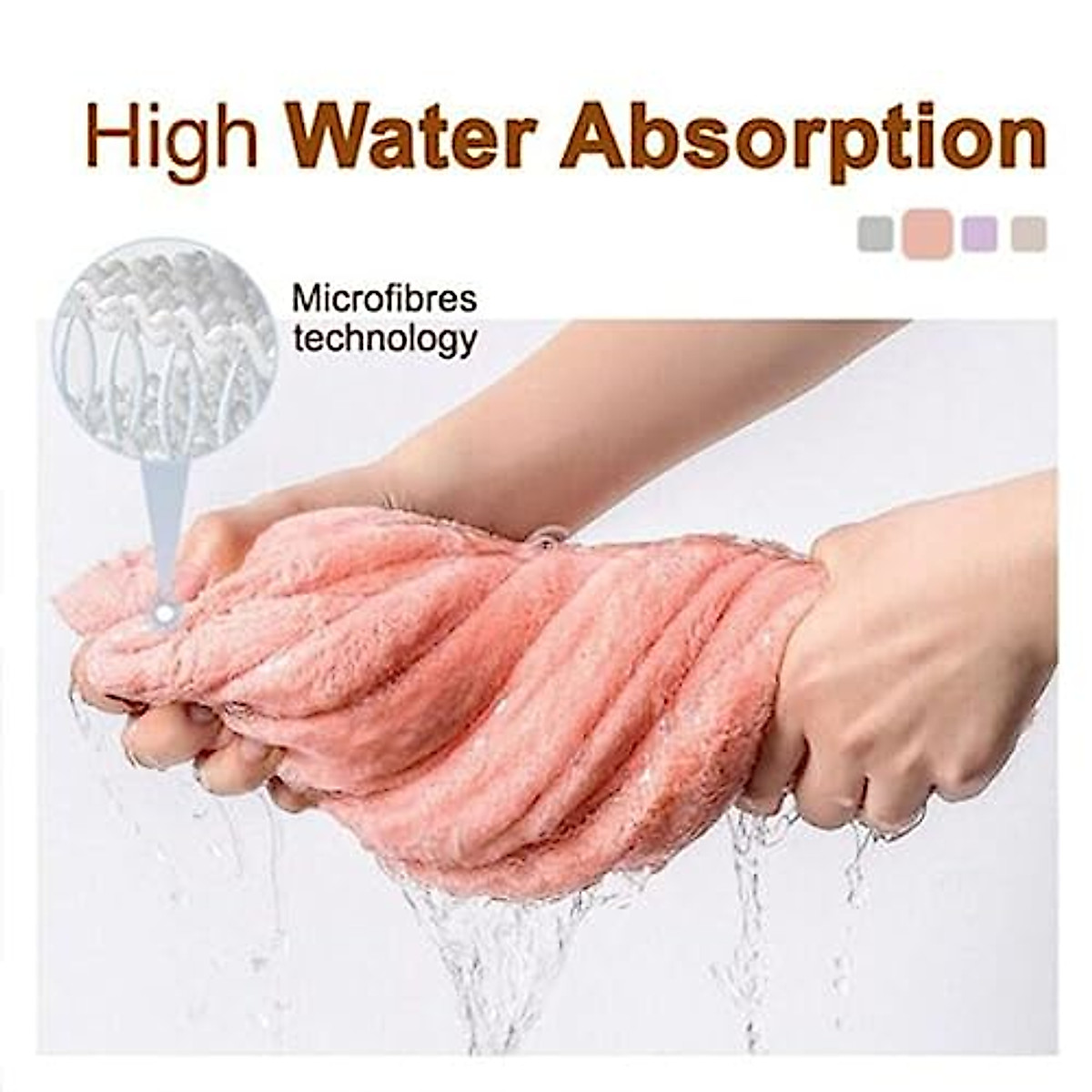 RJDJ Beautidry Hair Drying Towel, Microfiber Hair Towel Wrap for Curly Hair, Towel Turban for Wet Hair, Hair Turbans for Wet Hair, Anti Frizz Head Towels Wrap (Pink+Apricot)