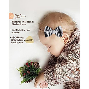 doboi 24pcs Baby Girls Flower and Hair Bows Headbands Soft Nylon Hairbands Elastic Hair Accessories for Newborns Infants Toddlers and Kids