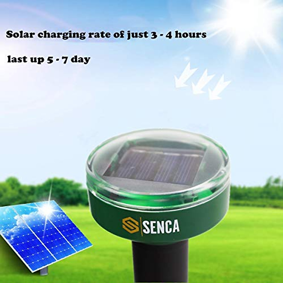 Senca Upgraded Version Solar Powered Sonic Mole Repellent Rodent Repellent Pest Deterrent, Chaser Mole, Gopher, Vole, Snake Repellent for Outdoor Lawn Garden Yards Pest Control (4)