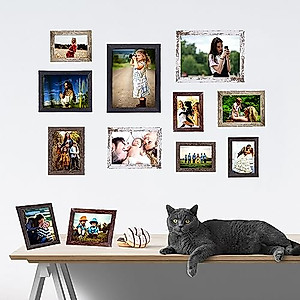 Picture Frames Collage Wall Decor Set of 12,Gallery Wall Frame Set with 8x10 6x8 5x7 4x6, Multi Wood Pattern Perfect for Rustic Home & Office Decor