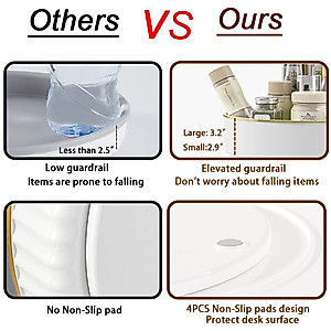 Lazy Susan Turntable Organizer for Cabinet- Spice Rack, Makeup Perfume Organizer Plastic Non-Slip Rotating Containers for Kitchen, Office, Bathroom-9"+12" Lazy Susan Organizers (White-2Pack)