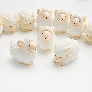 20PCS Miniature Sheep Figurines Sheep Cake Topper White Sheep Model Mini Animal Model for Flower Pot Fairy Garden Decoration