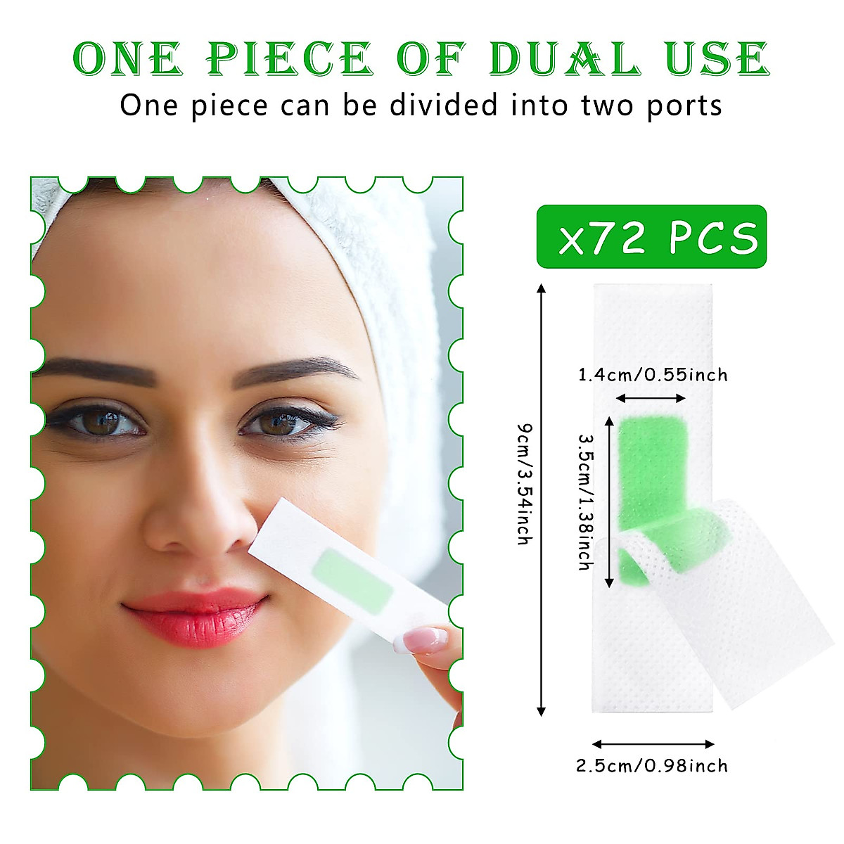 72 Pieces Eyebrows Wax Strips Ready to Use Wax Strips Hair Removal Cold Waxing Strip for Woman Girls Arms, Legs, Underarm Hair, Eyebrow, 36 Double Sided