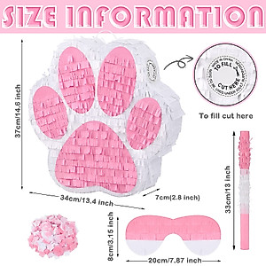 Small Dog Paw Piñata Puppy Birthday Party Supplies Animal Themed Birthday Piñata with Blindfold Bat Confetti for Pet Cow Themed Party Baby Shower Decorations Favors(Pink)
