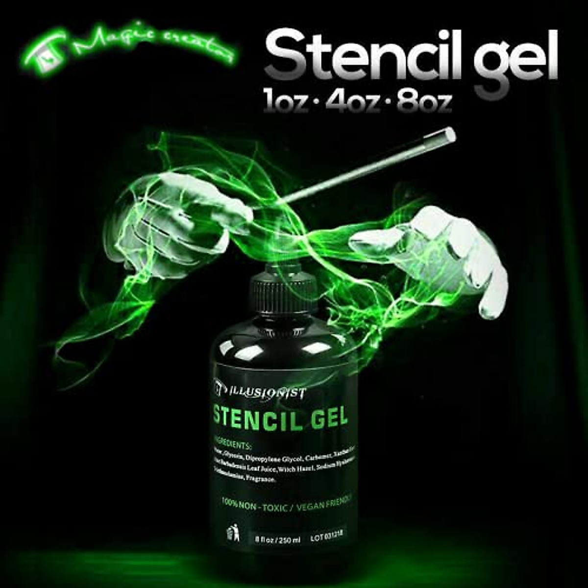 Illusionist Magic Creator Tattoo Stencil Transfer Gel Solution- Produces Dark & Clean Stencils - Lasts All Day (1 Ounce)