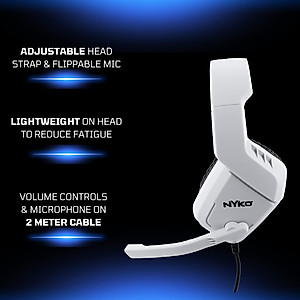 Nyko NP5-4500 Wired Headset for PlayStation 5 - Lightweight Headphones w/Adjustable Microphone - Compatible w/ PS4, PS5, Nintendo Switch, Xbox One and Xbox X|S - PlayStation 5 Accessories (White)
