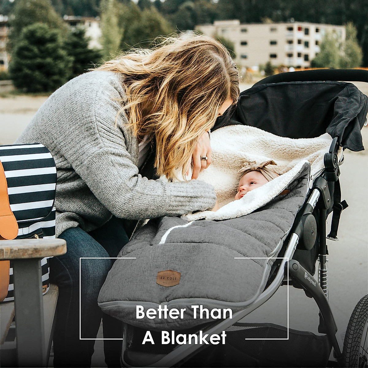 JJ Cole Bundle Me Winter Baby Car Seat Cover and Bunting Bag - Weather Resistant Baby Carrier Cover - Stroller Accessories and Winter Baby Essentials - Heather Gray