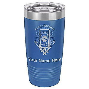 LaserGram 20oz Vacuum Insulated Tumbler Mug, Electrician, Personalized Engraving Included (Dark Blue)