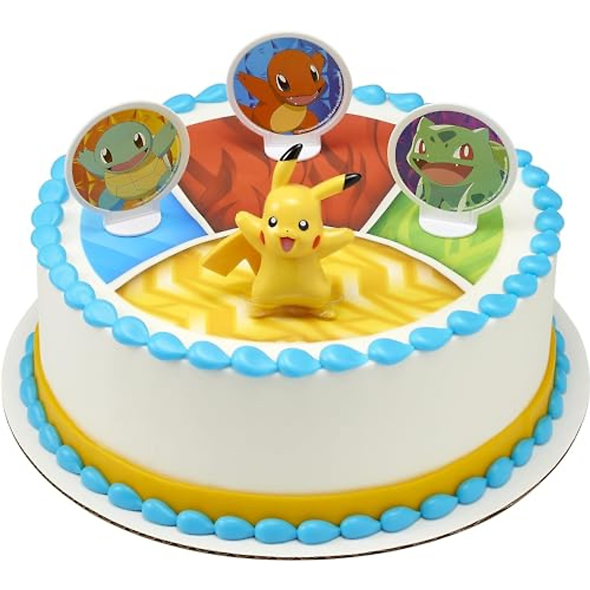 DecoSet® Pokemon Light Up Pikachu Cake Topper, 4 - Piece Decoration Set, Birthday Decorations For All Size and Shape Cakes