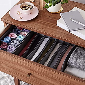 4 Pieces Underwear Drawer Organizers Divider,Fabric Foldable Dresser Storage Basket Organizers,Clothing Storage Organizers Box Bins for Bra,Lingerie, Panties, Socks, Briefs,Ties, Belts