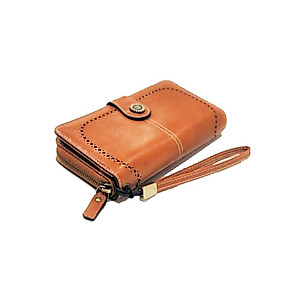Wallet For Women Leather Credit Card Cash Mobile Phone Holder Large Capacity Wallets With Wristlet (Brown(Pack of 1))