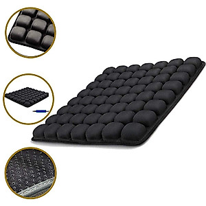 SUNFICON Air Cushion Inflatable Chair Air Seat Cushion Car Portable Breathable Comfort Cushion Office Wheelchair Pad Orthopedics Pain Pressure Relief Cushion Camping Seat Mat 18 x 16 x1 in Black