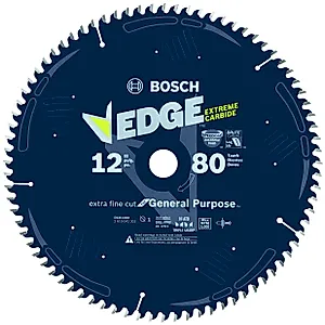 BOSCH DCB1280 12 In. 80 Tooth Edge Circular Saw Blade for Extra-Fine Finish, Black