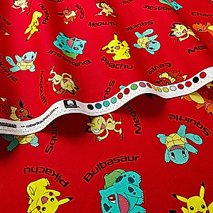 Kaufman Pokemon Characters Red, Fabric by the Yard