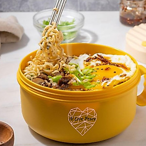 AI LOVE PEACE Microwave Ramen Bowl Microwavable Noodle Cooker with Lid for Dorm Room Essentials Instant Ramen Maker - BPA Free Microwave Safe Soup Bowls - Gifts for College Freshmen,Holiday Gift