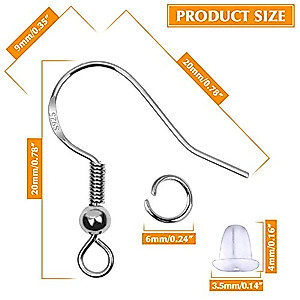 Hypoallergenic Earring Hooks, Thrilez 600Pcs Earring Making Kit with Hypoallergenic Earring Hooks, Jump Rings and Clear Rubber Earring Backs for DIY Jewelry Making (Silver and Gold)