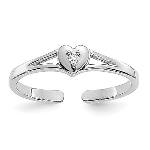 Jewelry Stores Network 14k White Gold Diamond Heart Split Shank Toe Ring (0.01 cttw, I1 Clarity, H-I Color)