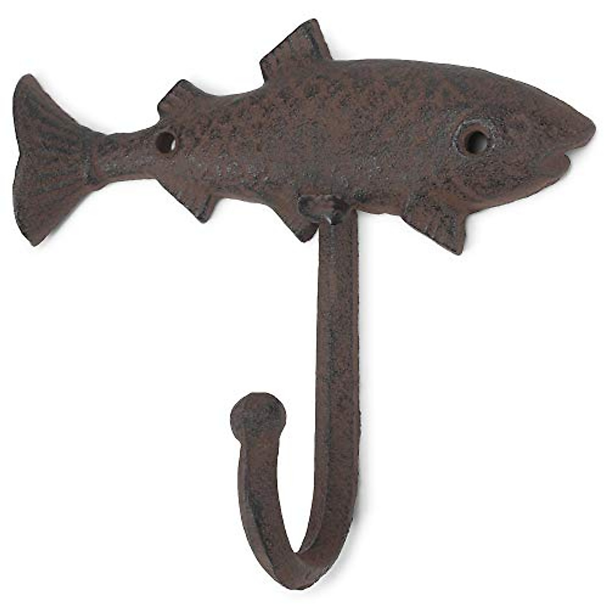 Textured Bronzetone Fish 6 x 5.5 Cast Iron Decorative Coat Towel Hook