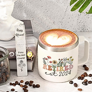 Lifecapido Retirement Gift for Woman, Retirement Gifts for Women 2024, Retirement Insulated Coffee Mug, Retired Gifts Birthday Christmas Gifts for Teacher Nurse Coworkers Grandma (14oz, Creamy White)
