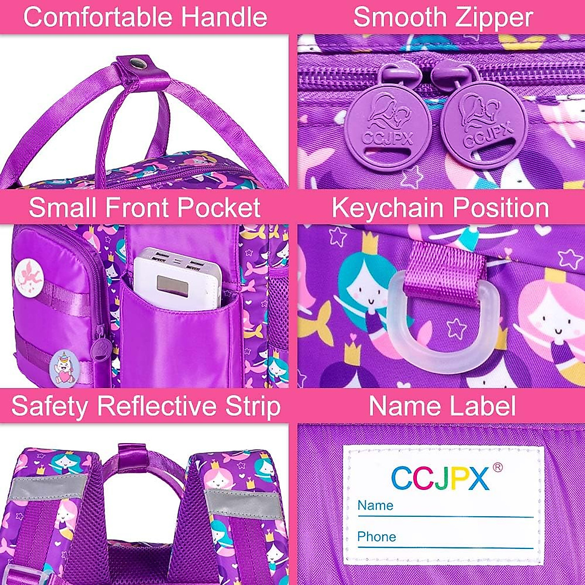 Mermaid Backpack for Girls, 16’’ Kids Backpacks Lightweight Water Resistant Preschool Bookbag, Elementary Kindergarten Travel School Bag for Little Girls With Chest Strap