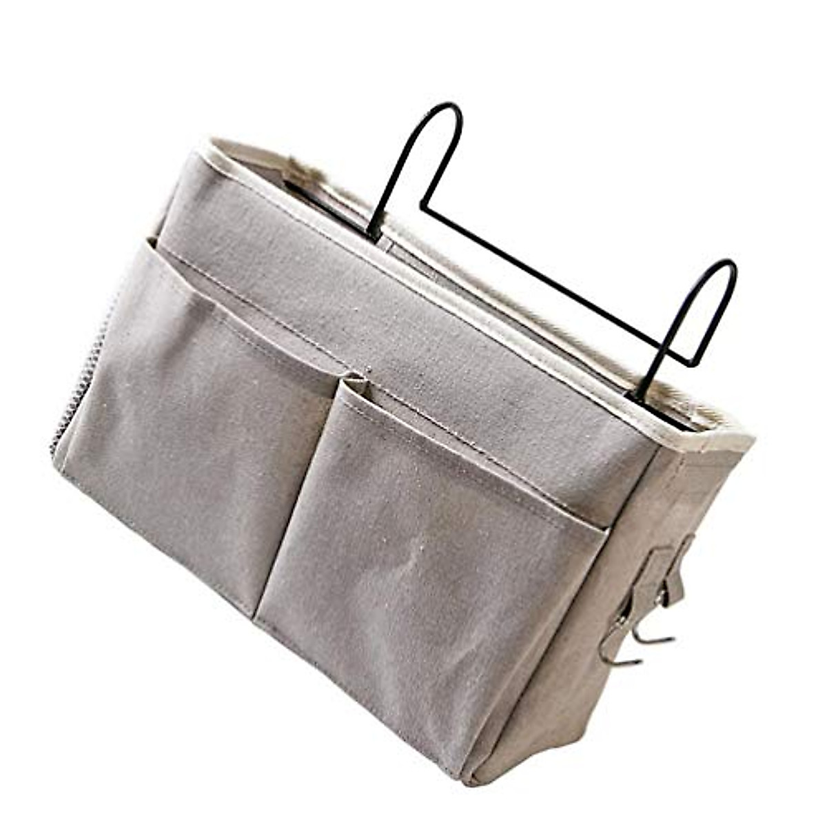 DOITOOL Storage Bag Hanging Organizer, Grey Bedside Caddy Organizer, Canvas Pouch for Bunk, chair, Hospital Beds, College Dorm, Rooms, Baby Bed Rails, Camp ( Grey )