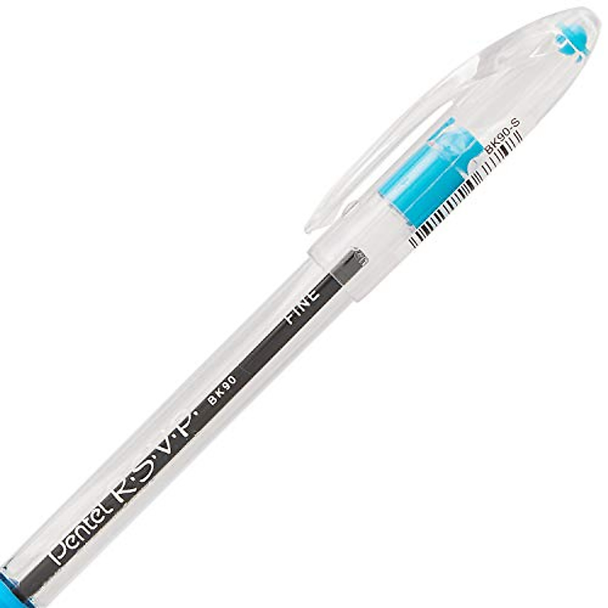 Pentel R.S.V.P. Ballpoint Pen, 0.7mm Fine Tip, Sky Blue Ink, Box of 12 (BK90-S)