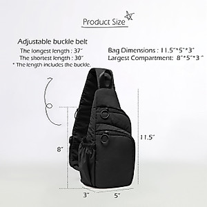 ODODOS Crossbody Sling Bag with Adjustable Straps Small Backpack Lightweight Daypack for Casual Hiking Outdoor Travel, Black