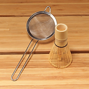 BambooMN Matcha Whisk and Tea Strainer - Japanese Tea Ceremony Set