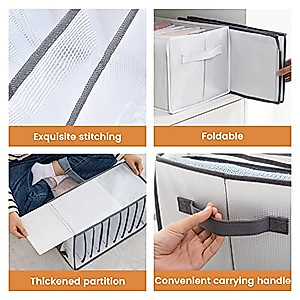 Wardrobe Clothes Organizer, 9 Grids Organizer Washable Drawer Clothes Compartment Gray Storage for Clothing, Clothing Storage for Trousers, Leggings, T-shirt, Sweaters Storage