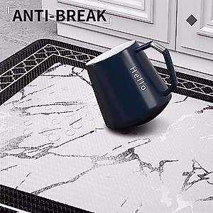 ASPMIZ Marble Kitchen Rugs Non Slip, Silver White Marble Kitchen Mats Cushioned Anti Fatigue, PVC Waterproof Leather Kitchen Rug Modern, Floor Comfort Mat for Kitchen Sink, 18'' x 30'' + 18'' x 48 ''