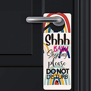 Funny Baby Sleeping Sign, Door Hanger, Funny Baby Room Decorative, 2 Pack, Double Sided, Ideal for Home, Bathroom, Bedroom, Baby Room