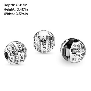 Pandora Jewelry Logo Hearts Cubic Zirconia Charm in Sterling Silver