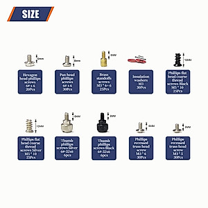 227pcs Personal Computer Screws PC Standoff M3 M5 M6 Phillips Head Assortment Kit for Hard Drive Computer Case Motherboard Fan Power Graphics