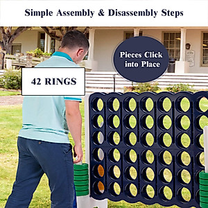 COSTWAY Jumbo 4-to-Score Giant Game Set, 4 in A Row for Kids and Adults, 3.5FT Tall Indoor & Outdoor Game Set with 42 Jumbo Rings & Quick-Release Slider, Perfect for Holiday Party & Family Game