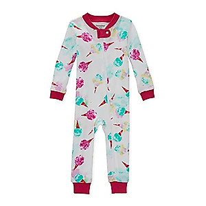 Burt's Bees Baby Baby Girls Pajamas, Zip Front Non-Slip Footed Sleeper Pjs, 100% Organic, Cotton Candy Dreams, 24 Months
