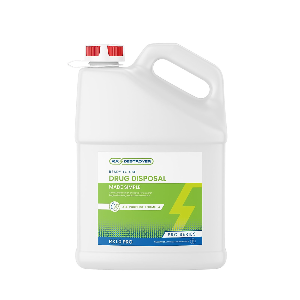 Rx Destroyer PRO Series All-Purpose Formula - Eco-Friendly Medication Buster Solution, Drug Disposal in a Bottle for Pills, Capsules, Tablets, Liquids - 1 Gal, 1 Count, 4 Packs, 4 Total