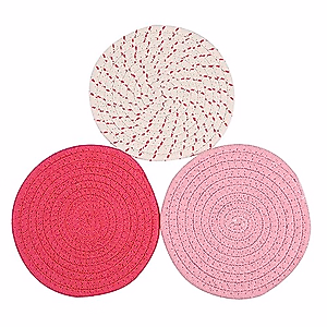 Circle Placemats 3pcs Pad Coaster Table Placemats Coffee Drink Woven Placemats Jute Rope Coaster Cup Round Dining Table Mats Cup Pad Handmade Dining Mat Dining Table