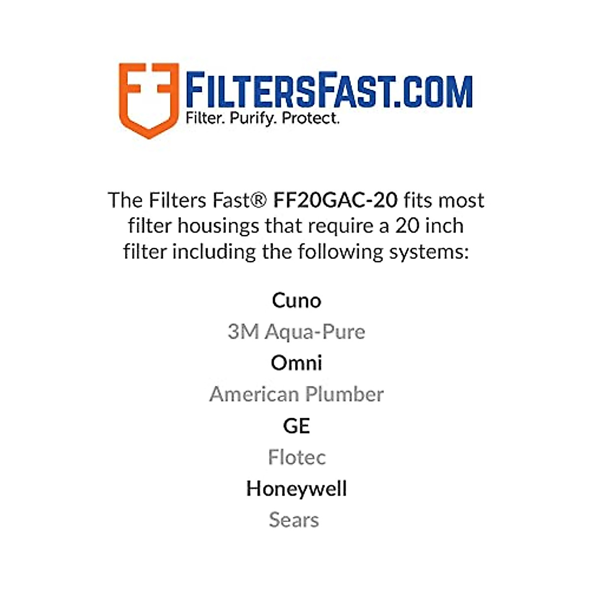 Filters Fast FF20GAC-20 Compatible Replacement for Pentek GAC20-BB Carbon Block Water Filter Cartridge, 20-Inch