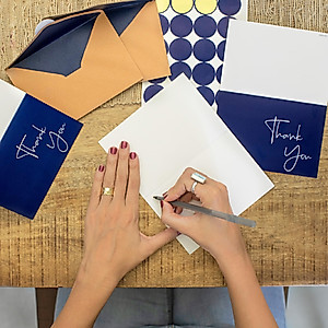 100 Navy Blue Thank You Cards with Envelopes & Stickers | Classy Thank You Notes Bulk Box Set | Large Professional Looking 4” x 6" Cards Perfect for Business, Graduation, Baby Shower & Wedding