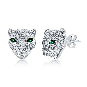 Silver Leopard Earrings - Silver Panther Earrings - Black Panther Jewelry - Leopard Jewelry for Women - Cheetah Earrings - Panthers Gifts for Women - Cheetah Jewelry - Jaguar Earrings - Leopard Gifts