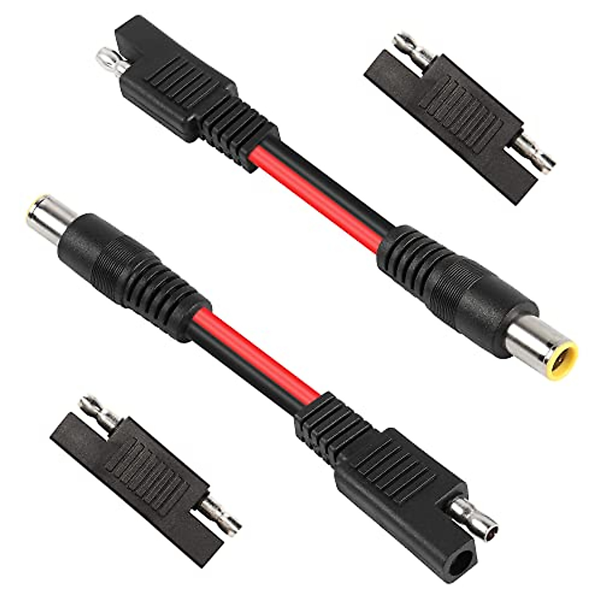 PNGKNYOCN SAE to DC 8mm Short Cable 10cm 14 AWG SAE Solar Connector to DC 8mm Male Connector Power Cable for Solar Generator Portable Solar Panel（2-Pack）