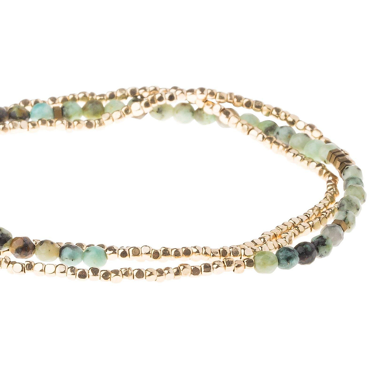 Scout Curated Wears - Women's Delicate Stone Wrap Bracelet & Necklace - African Turquoise/Gold