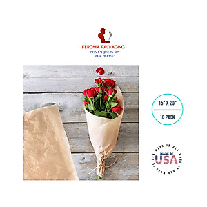 Gift Wrap Tissue Paper 10 Sheets, Premium Gift Wrap and Art Supplies for Birthdays, Holidays, or Presents by Feronia packaging, Large 15 Inch x 20 Inch Made in USA (Solid Kraft)
