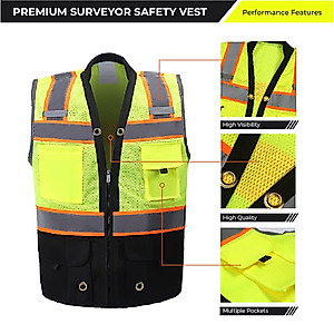 Shine Bright Safety Vest - High Visibility with Reflective Straps and Pockets – Premium, Soft, Durable, and Breathable – ANSI CLASS 2 (Size XL, Black)