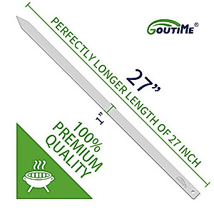 Goutime Kabob Skewers, 27 Inch,1 Inch Wide Stainless Steel Flat BBQ Barbecue Kebab Skewers,No-Wood Handle,for Persian,Brazilian,Koobideh Grilling,Set of 7 with Storage Bag