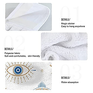xigua Hanging Hand Towels Set of 2 pcs-Evil Eye Kitchen Hand Towels with Hanging Loop Soft Absorbent Tie Towels for Kitchen/ Bathroom/ Tabletop Home